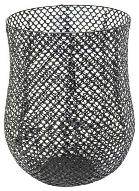 Captivating Cutout Metal Barrel Basket, Black - Contemporary - Baskets ...