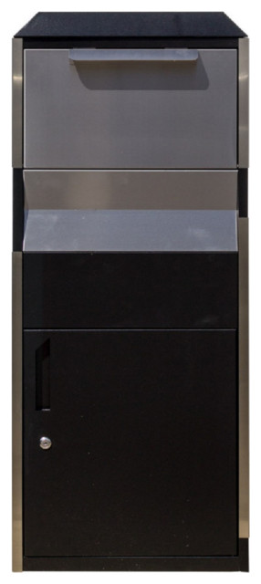 Locking Parcel Drop Box, Black With Stainless Steel - Transitional ...