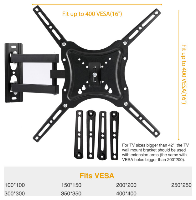 Full Motion Double-arm TV Wall Mount Bracket for 20 to 60" Screens ...