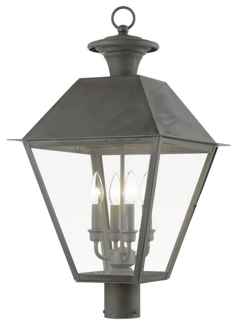 4 Light Extra Large Outdoor Post Top Lantern In Classic Style-27.5 ...