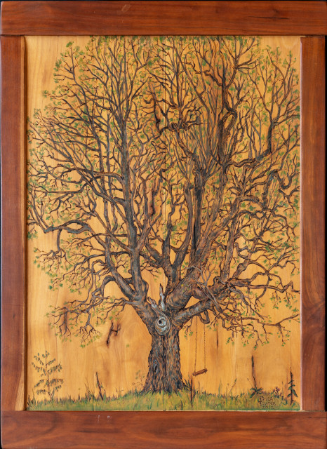 Untitled, Tree With Swing, Paula Towne, 17x25.5 - Contemporary ...
