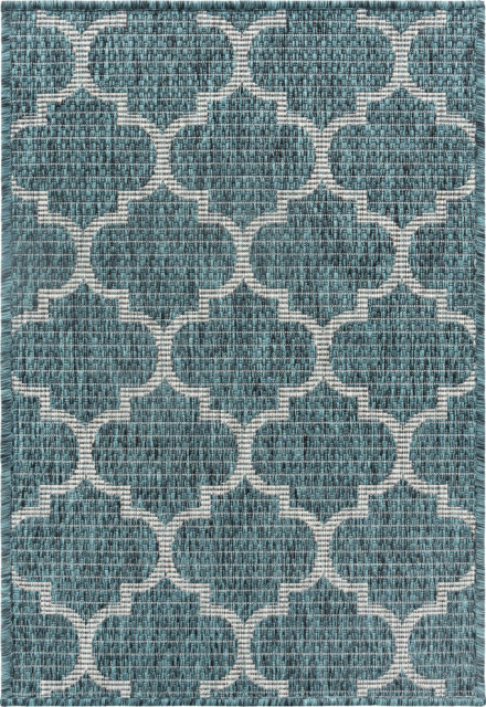 Rug Unique Loom Outdoor Trellis Teal Rectangular 2'0x3'0 ...