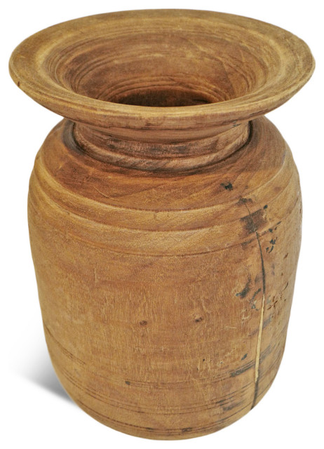 Consigned Old India Wood Pot 16 - Rustic - Indoor Pots And Planters ...