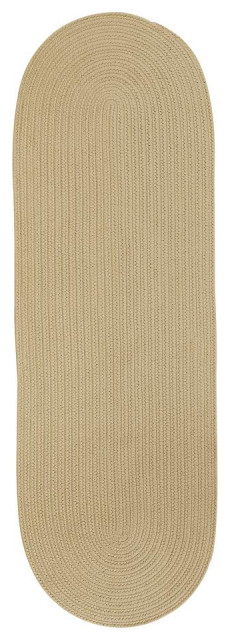 Reversible Flat-Braid Oval Runner, Linen 2'4"x14' - Farmhouse - Area ...