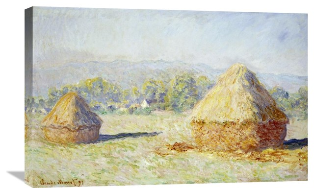 "Haystacks, Morning Effect" Stretched Canvas Giclee by Claude Monet, 22 ...