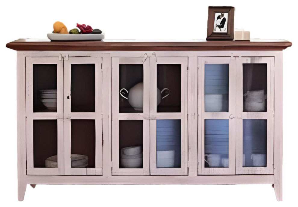 Greenview 6 Door Sideboard - Distressed White - 73" - Farmhouse ...