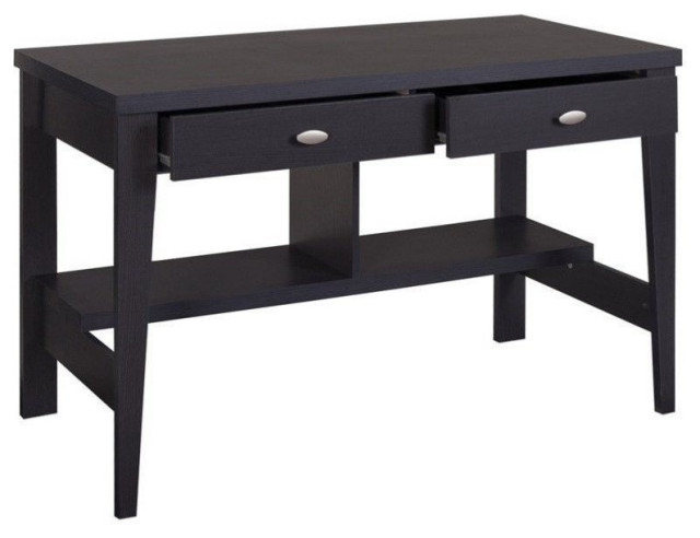 Folio Dark Brown Engineered Wood 2-Drawer Desk with Lower Shelves ...