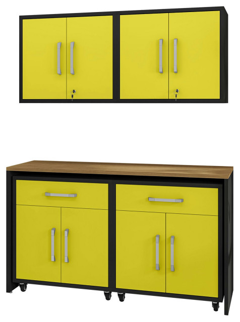 Eiffel 5-Piece Garage Storage Set, Matte Black and Yellow ...