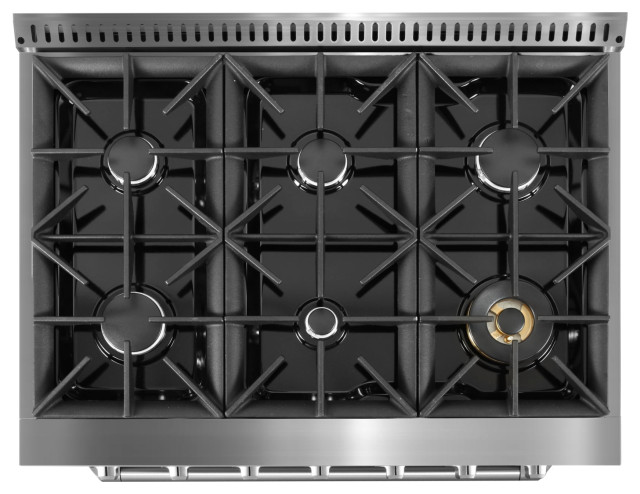 Ancona 36" 5.2 cu. ft. Dual Fuel Range, Stainless Steel With Red Door ...