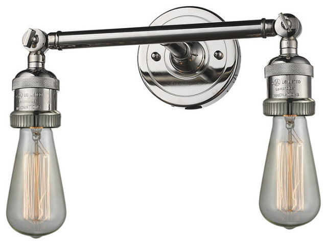 2-Light Bare Bulb 11" Bath Fixture - Industrial - Bathroom Vanity ...