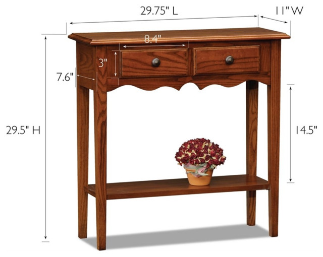 Leick Petite Two Drawer Wood Console Table in Medium Oak - Transitional ...