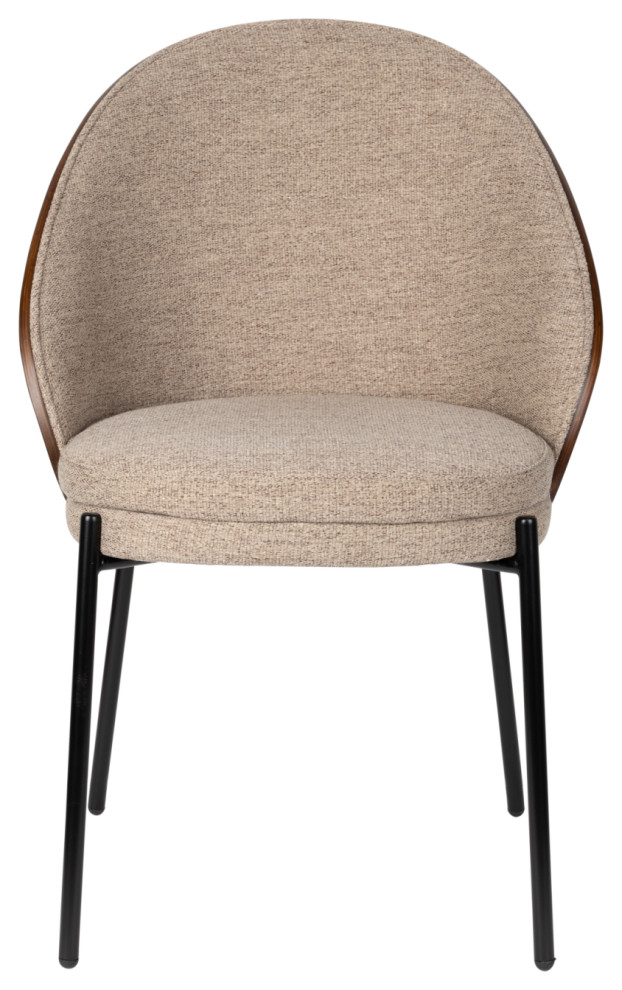 Beige Fabric Dining Chairs, 2, Dutchbone Rodin - Midcentury - Dining ...