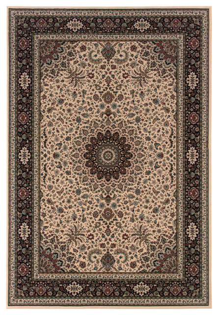 Aiden Traditional Vintage Inspired Ivory/Black Rug, 5'3" x 7'9 ...