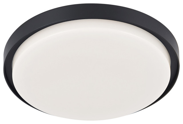 Bailey Exterior Ceiling Light, Black, 10.75"Dx1.5"H, 10.75"Dx1.5"H ...