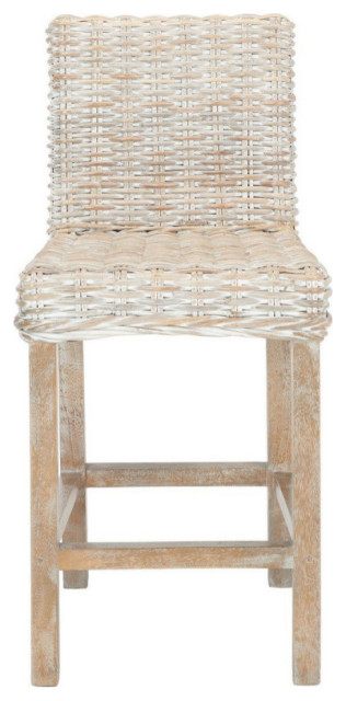 Kangee Rattan Counter Stool, Set of 2, Gray White Wash/Gray White Wash ...