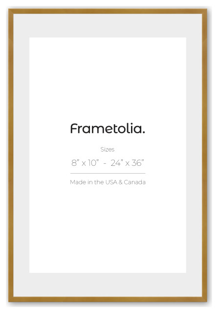 Polished Gold Narrow Width Wall Frame, 24" x 36" - Wide Mat ...