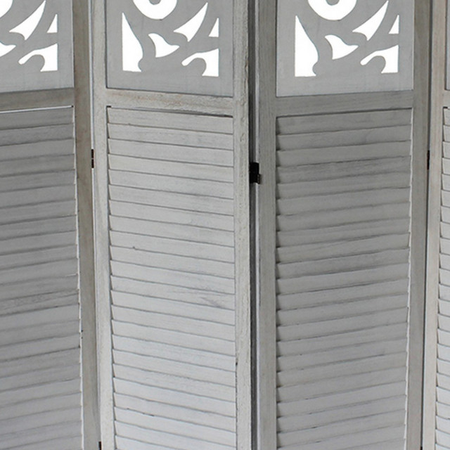 Benzara BM231633 Traditional 4 Panel Room Divider With Slat Panelling ...