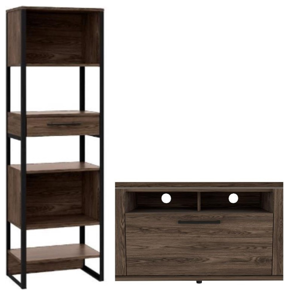 Home Square 2-Piece Set with Furniture Magnum 5-Shelf Bookcase & TV ...