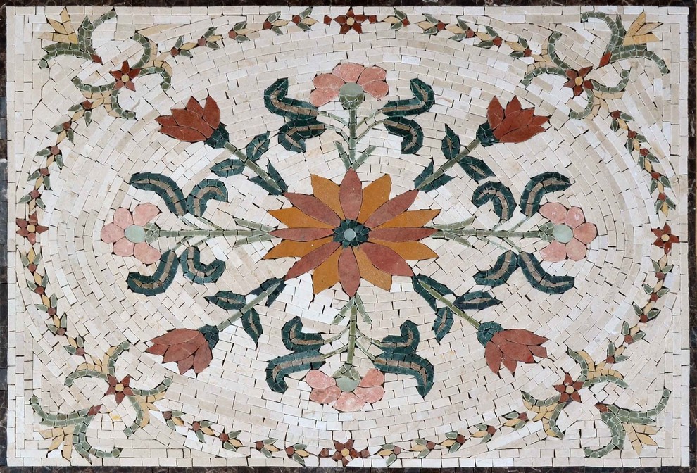 Mosaic Rugs, Florentine Style, 34" x 23" - Traditional - Tile Murals ...