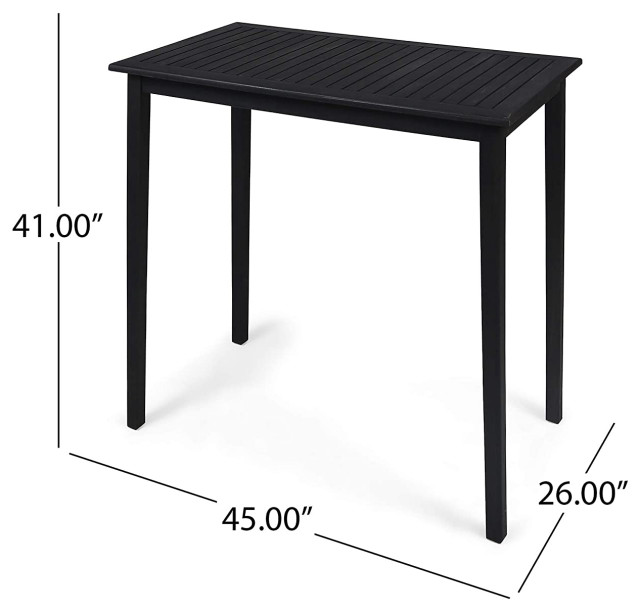 Minimalist Outdoor Bar Height Dining Table, Acacia Wood & Slatted Top ...