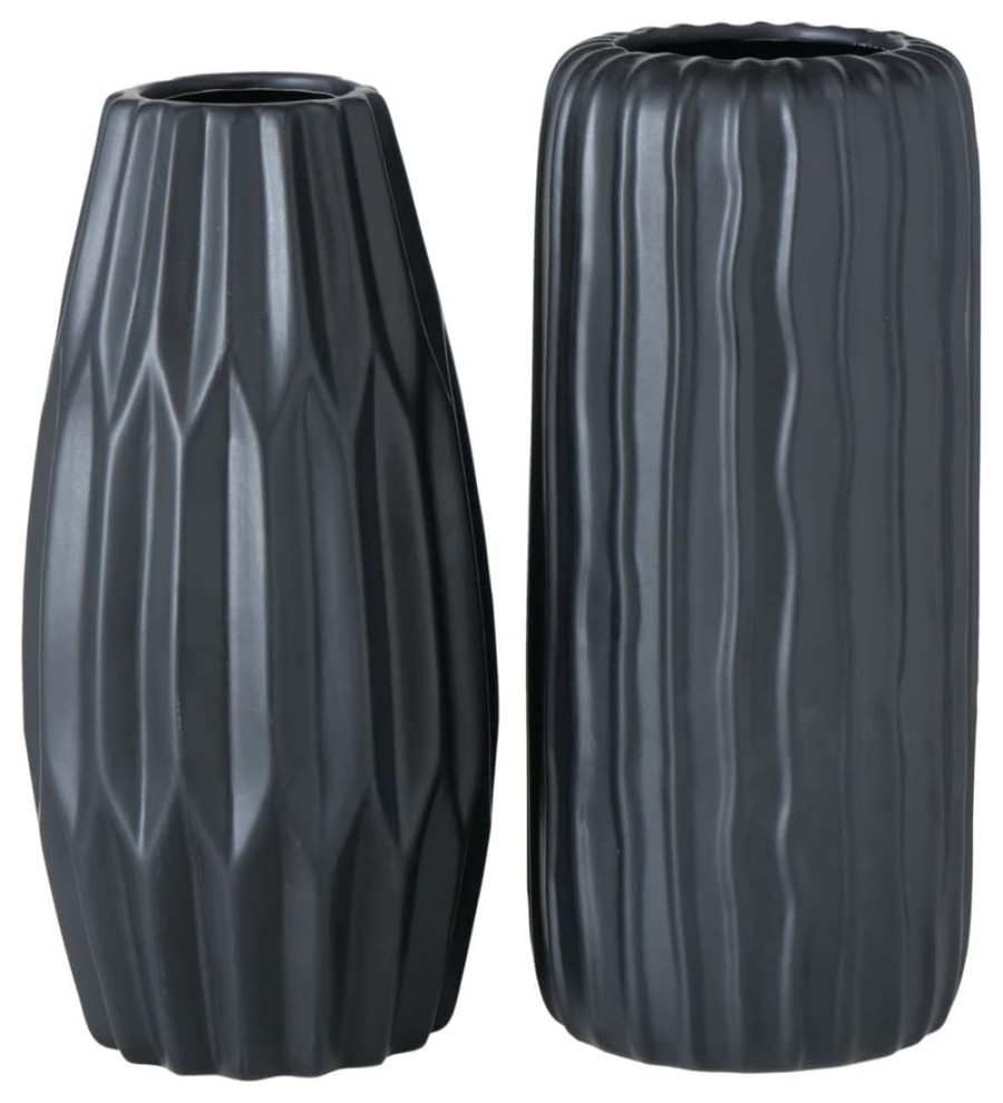 Iconic Scandi Black Matte Vases, Set of 2 - Transitional - Vases - by ...