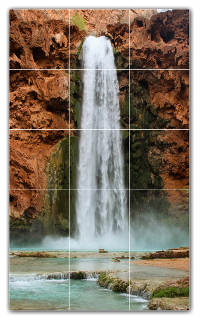 Waterfalls Ceramic Tile Wall Mural HZ501104, 24" Wide x 40" High ...