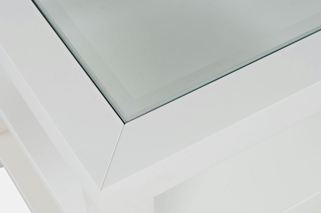 Urban Icon Contemporary Glass Inlay End Table with Storage - White ...