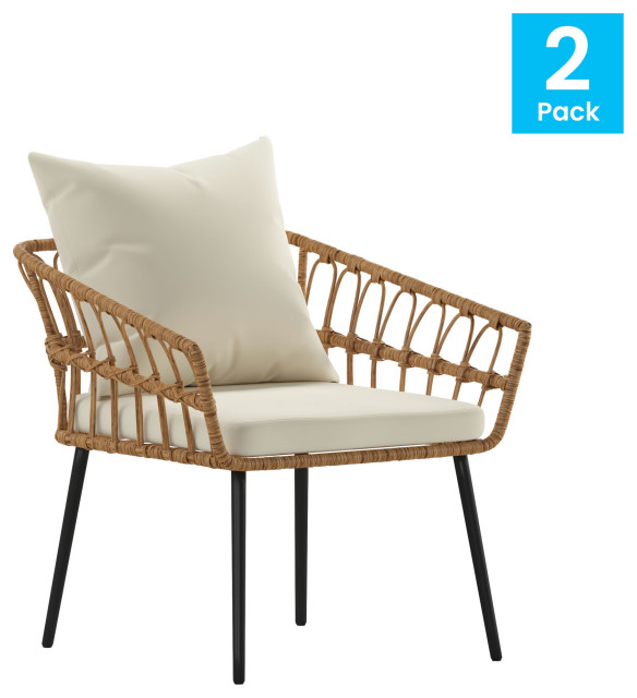 2PK NAT/Cream PE Rattan Chairs - Tropical - Outdoor Lounge Chairs - by ...