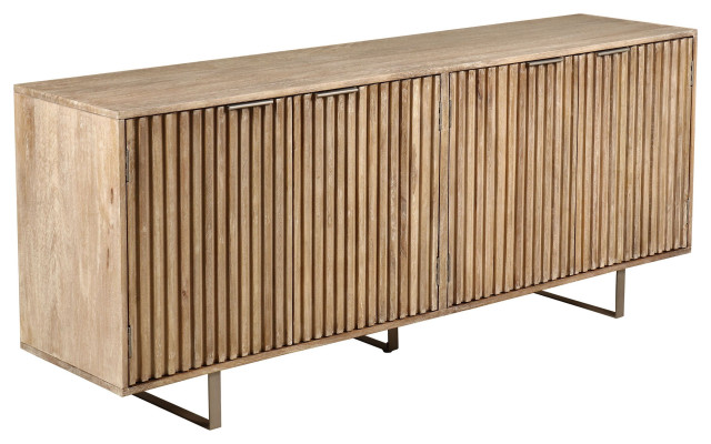 Dayton 72"Mid-Century Modern Sideboard, Channeled Mango Wood ...