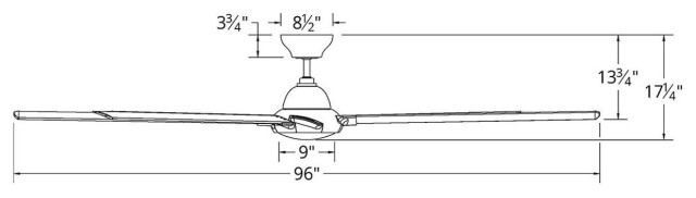 Hydra 1 Light 96 in. Indoor Ceiling Fan, 2700K, Titanium - Transitional ...