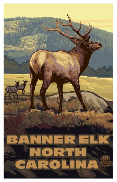 by Artist Paul A. Lanquist Banner Elk North Carolina Elk Art Print, 24 ...