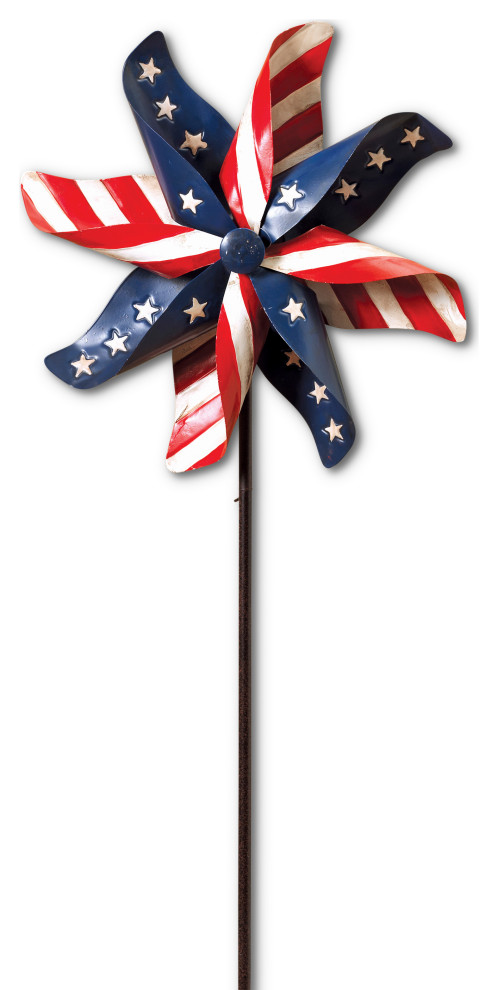 63" Metal Americana Pinwheel Wind Spinner - Contemporary - Garden ...