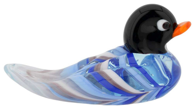 GlassOfVenice Murano Glass Swimming Duck - Blue - Contemporary ...