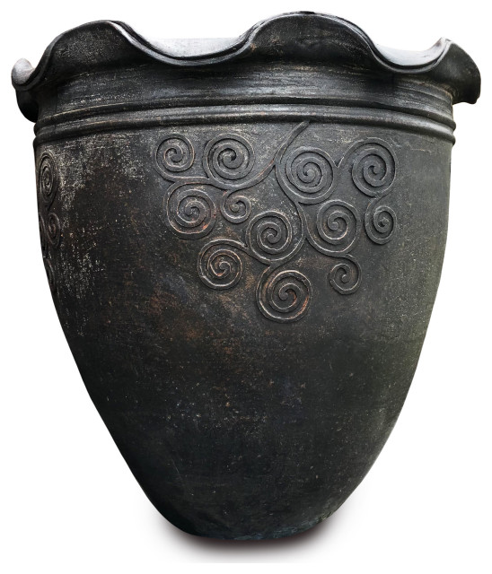 Terracotta Pot With Dragonfly - Traditional - Outdoor Pots And Planters ...