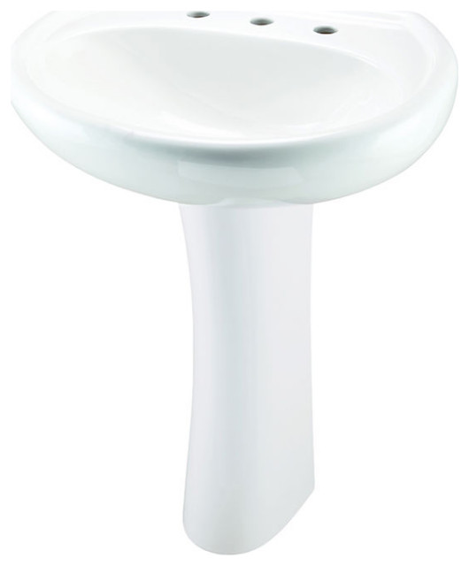 Gerber 22-518 Maxwell Standard Pedestal Bathroom Sink, 3-Hole, 8 ...