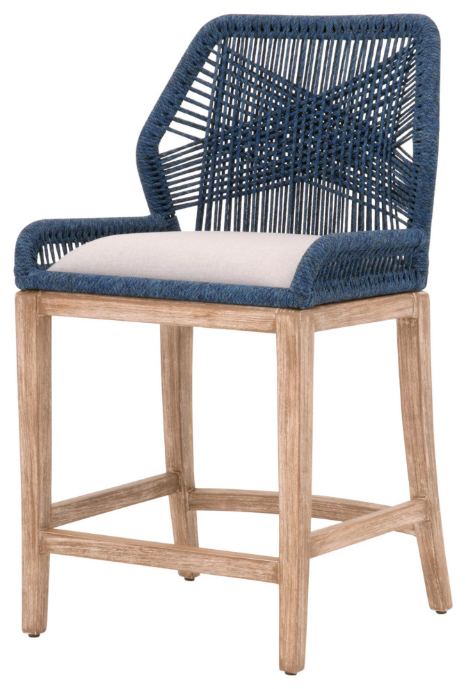 Transitional Wooden Counter Stool with Rope Weave Design, Set of 2 ...