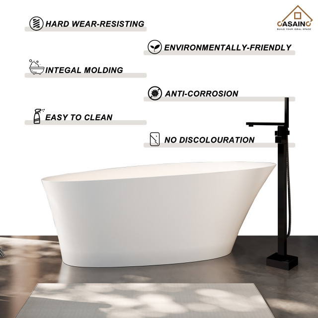 65in Solid Surface Freestanding Bathtub in Matte White - Contemporary ...