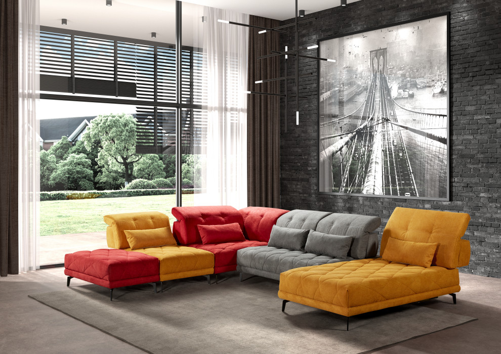 Canapé modulable design panoramique trois couleurs avec une méridienne ...