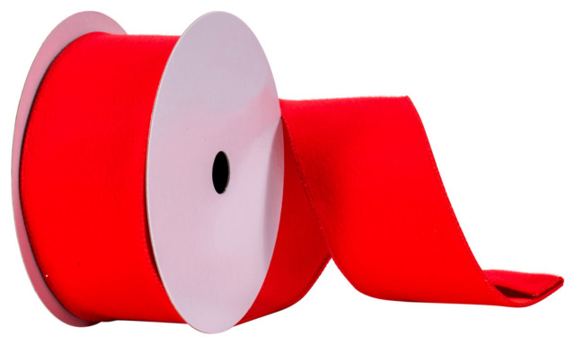 2.5"x10Yd Red Fur Felt Ribbon - Contemporary - Holiday Decorations - by ...