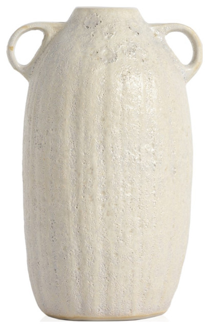 Cascada Vase-Eggshell White Ceramic - Farmhouse - Vases - by Four Hands | Houzz