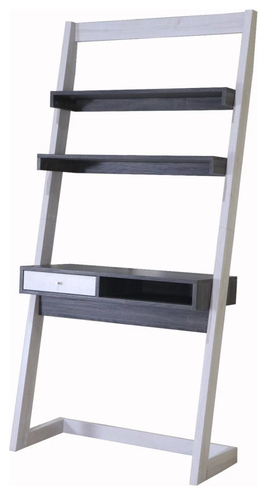 Contemporary Ladder Desk, Wood Top With Storage Drawer & Pull Handles ...