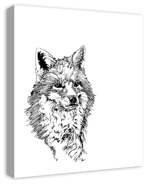 Fox Sketch Canvas Wall Art, 20x24 - Rustic - Prints And Posters - by ...