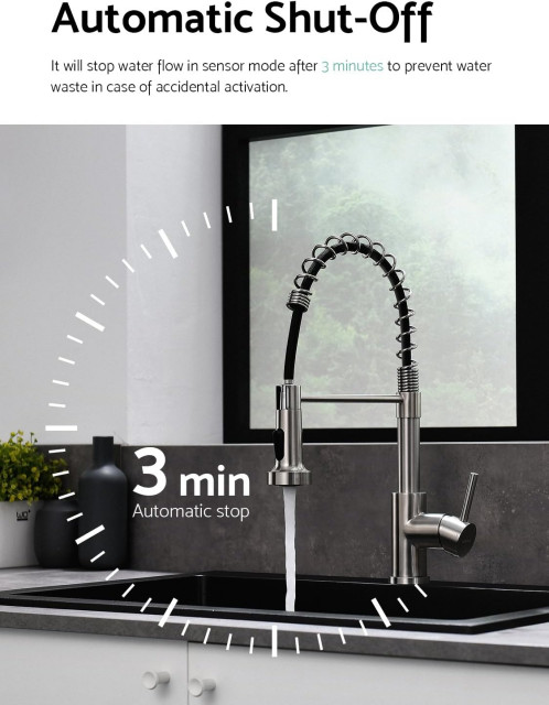 Modern Kitchen Faucet, Touchless Design With Dual Mode Sprayer ...
