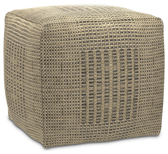 Delilah Square Woven Pouf - Beach Style - Floor Pillows And Poufs - by Simpli Home Ltd. | Houzz