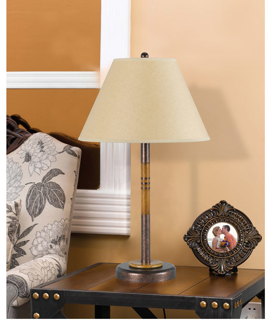 100W Soho Metal Table Lamp, Rust Finish, Kraft Shade - Transitional ...
