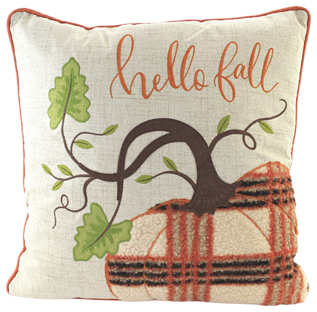 Fall Harvest Time Hello Fall Pillow Polyester Sherpa Accent Autumn ...