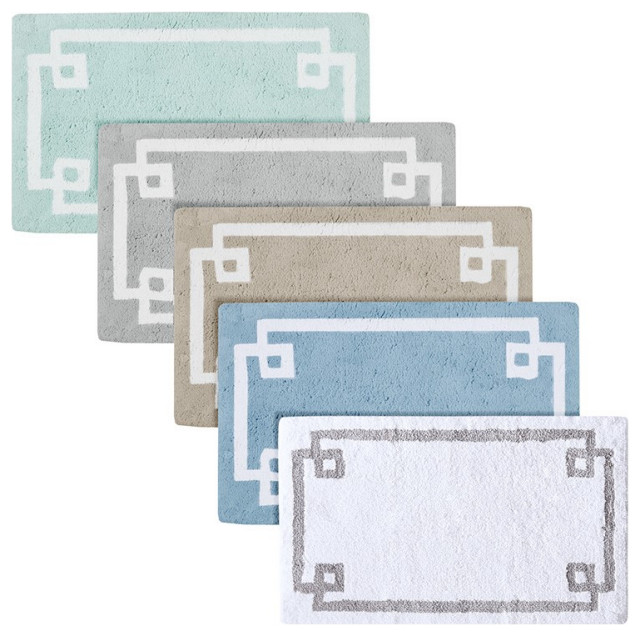 Madison Park Evan High Pile Bordered Bathroom Rug, Blue, Small ...