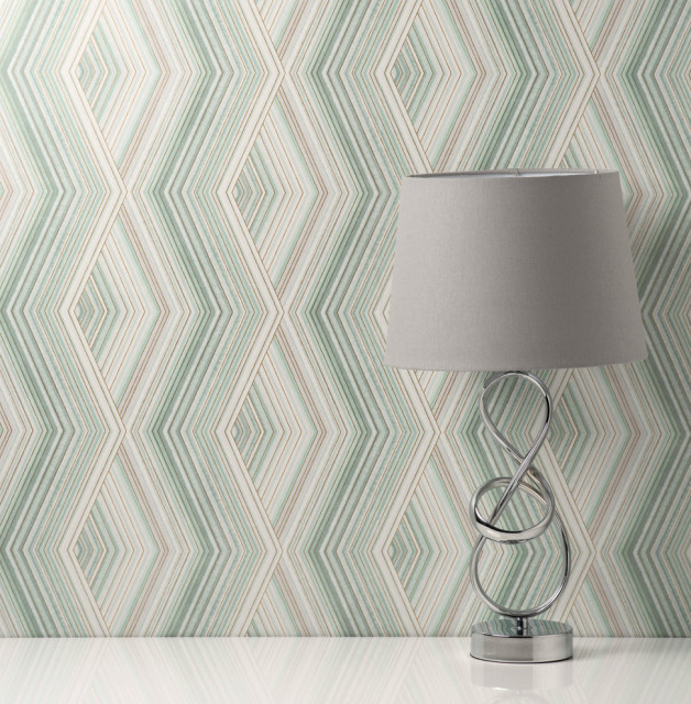 Aura Green Geometric Wallpaper, Sample, Swatch - Contemporary ...