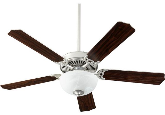 Quorum Capri VIII 2 Ceiling Fan, Satin Nickel/Faux Alabaster ...