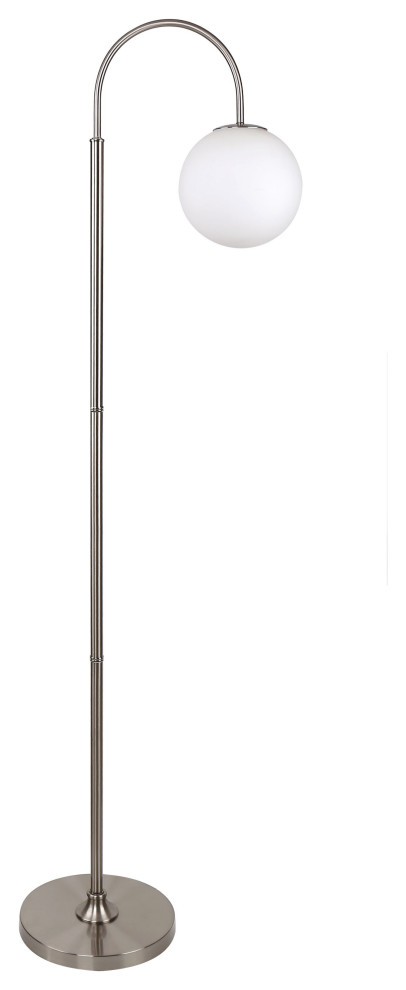 60" Brushed Nickel Arc Floor Lamp With Globe Shade - Contemporary ...